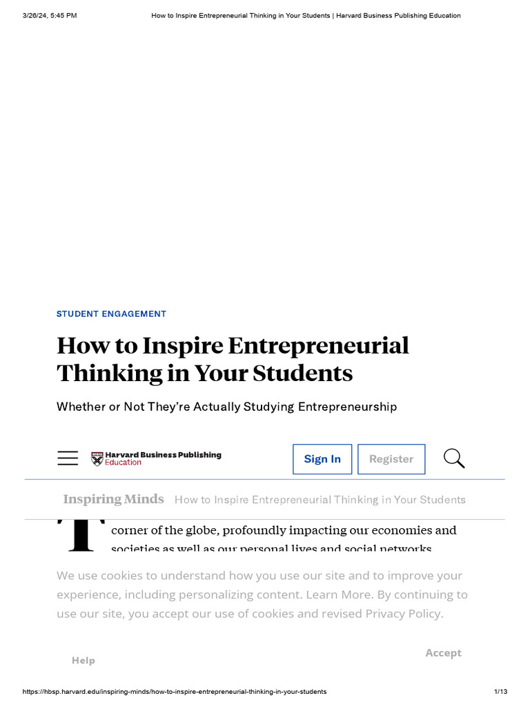 How To Inspire Entrepreneurial Thinking in Your Students - Harvard ...