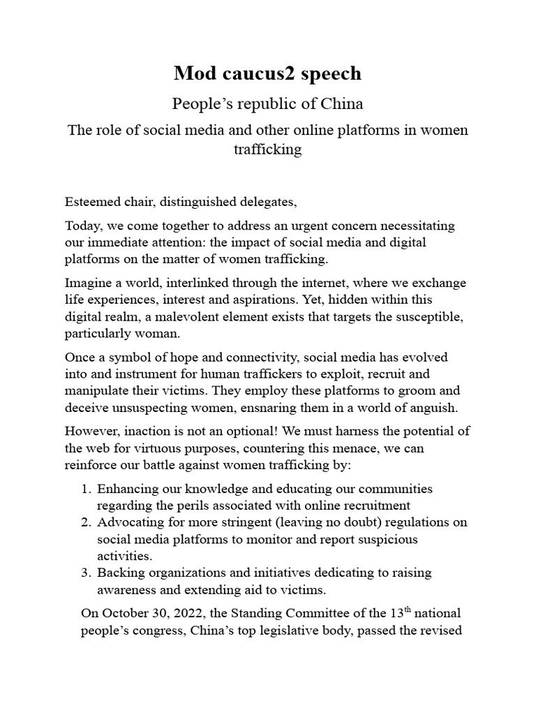 Mod Caucus Speech | PDF | Social Science