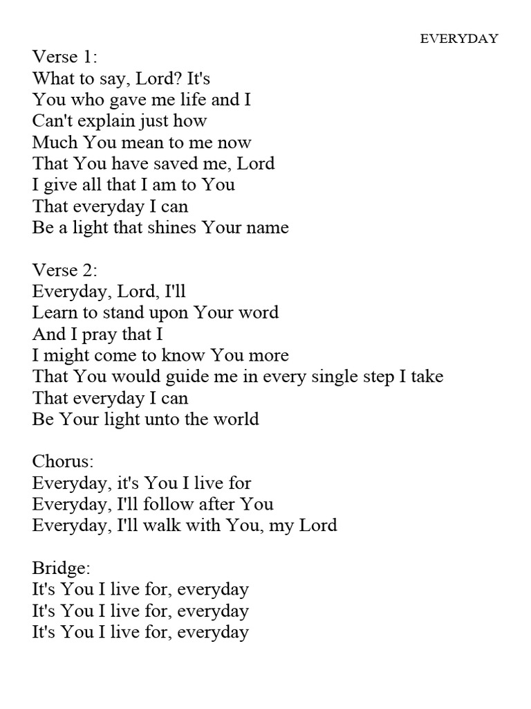Everyday Worship and Praise Lyrics | PDF | Religious Belief And Doctrine