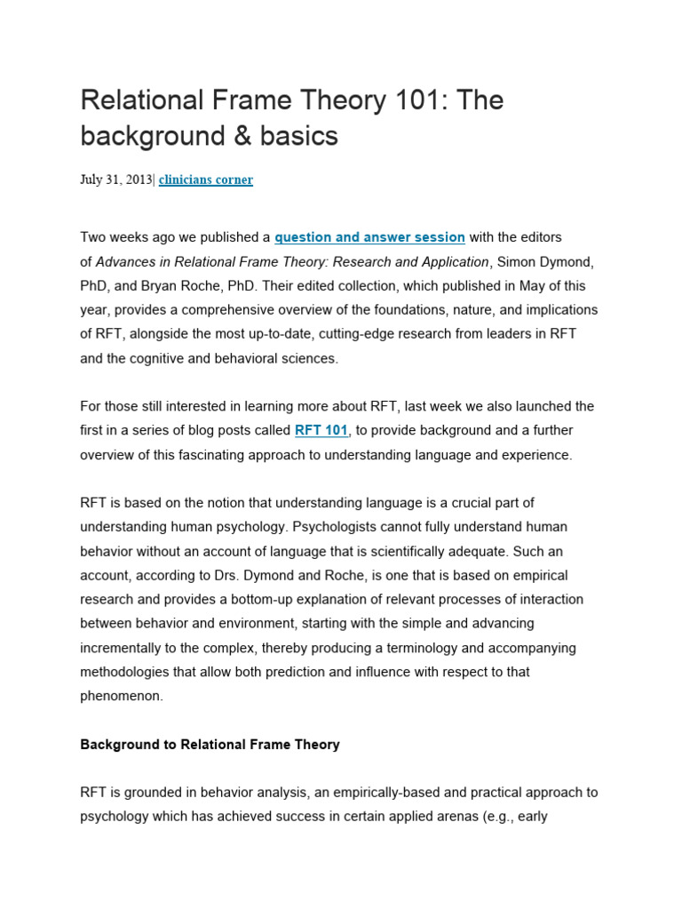 Frame Theory | Download Free PDF | Reinforcement | Behaviorism