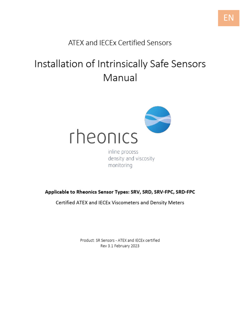 Rheonics - EX I - SRV SRD - Installation and Intrinsic Safety Manual ...