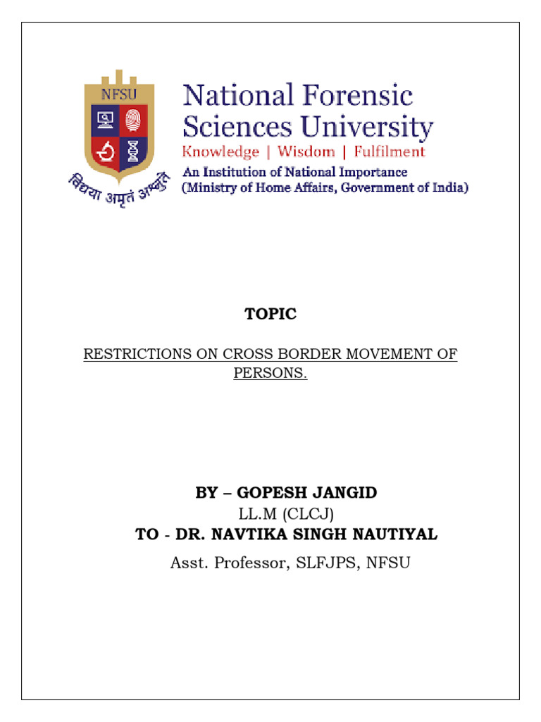 Restrictions On Cross Border Movement of Persons | PDF | Human ...