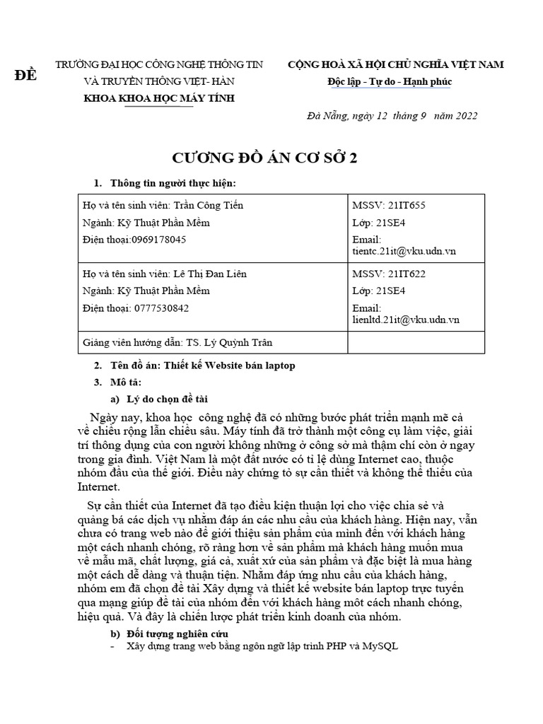 De Cuong Do An CS2 | PDF