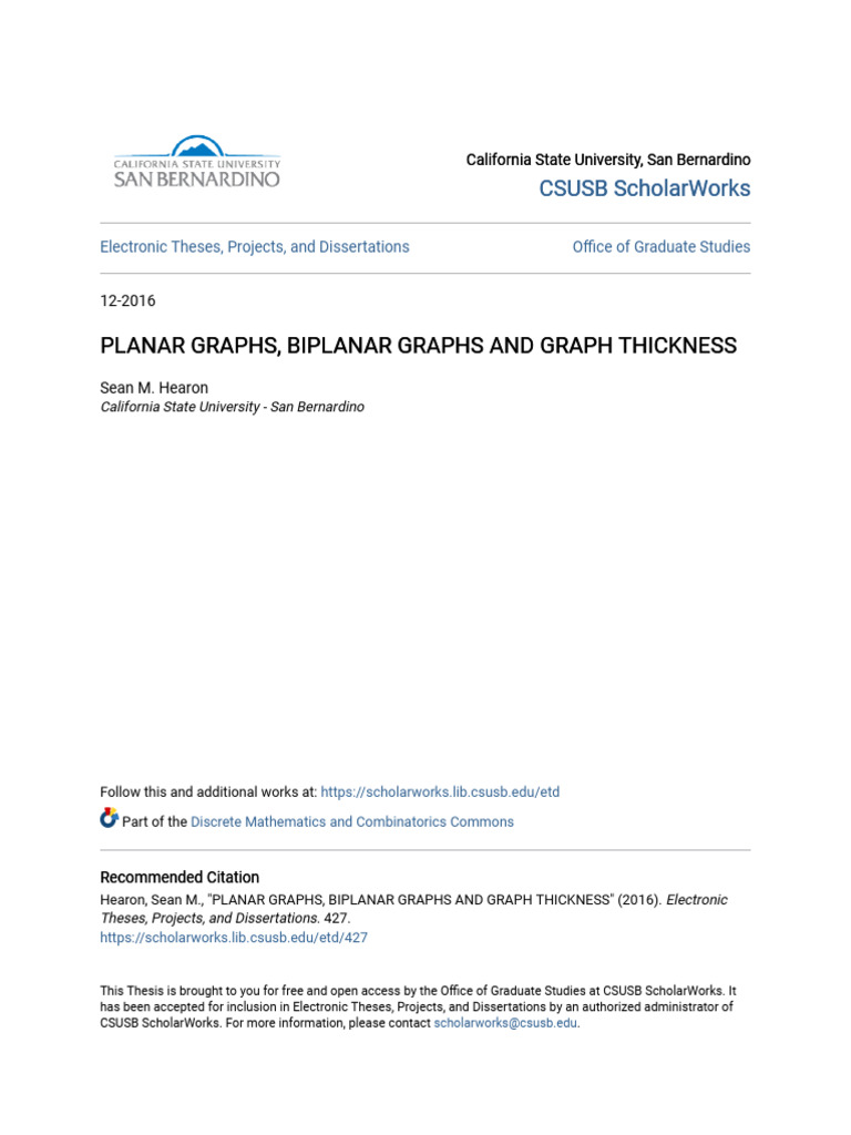 Planar Graphs Biplanar Graphs and Graph Thickness | PDF | Vertex (Graph Theory) | Graph Theory