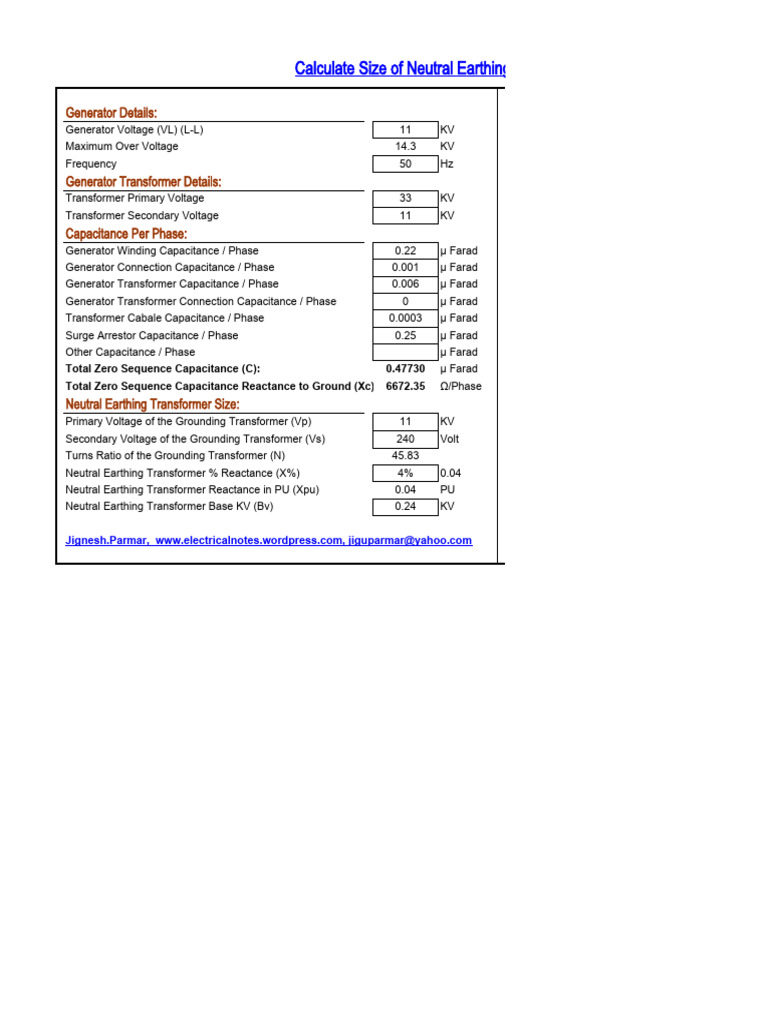 Neutral Earthing Transformer Size Calculation 1 8 23 Download Free Pdf Transformer