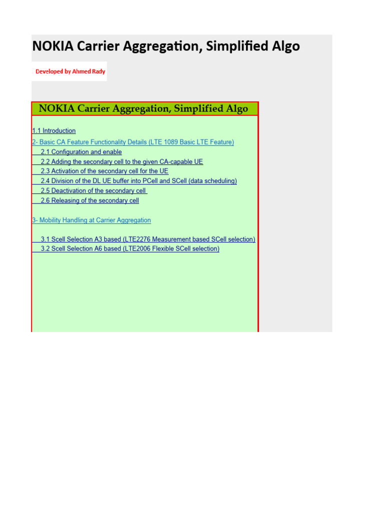 NOKIA Carrier Aggregation, Simplified Algo | PDF | Electronics | Computing NOKIA Carrier Aggregation, Simplified Algo | PDF | Electronics | Computing