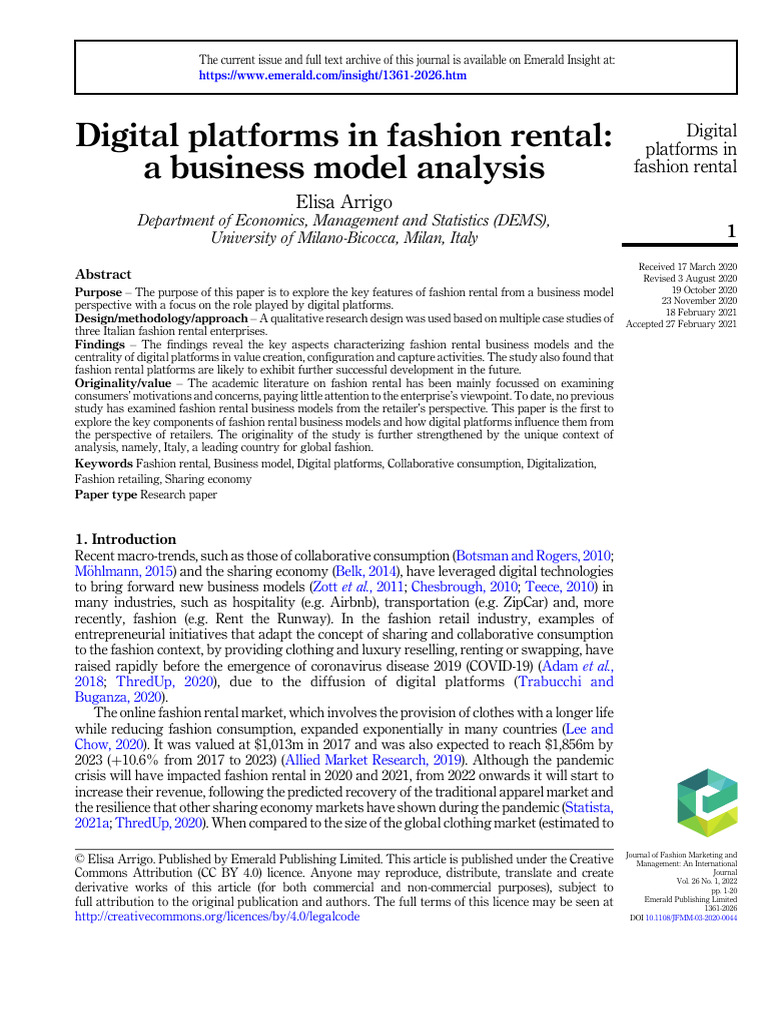 10 1108 - JFMM 03 2020 0044 | PDF | Fashion | Business Model