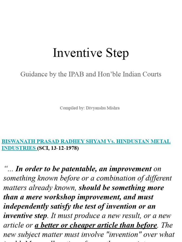 Understanding Inventive Step in Patents | PDF | Prior Art | Patent Law