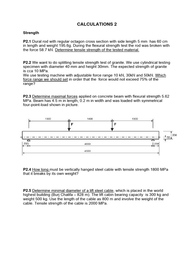 Calculations 2: Strength P2.1 | PDF | Concrete | Strength Of Materials