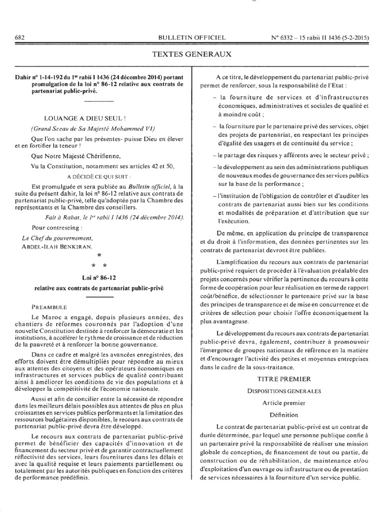 Bo Loi N°86 12 Relative Aux Contrats De Ppp Pdf