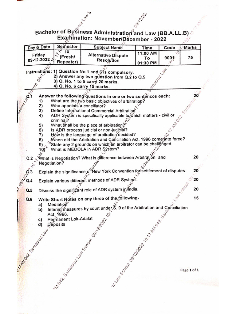 Adr Question Papers | PDF