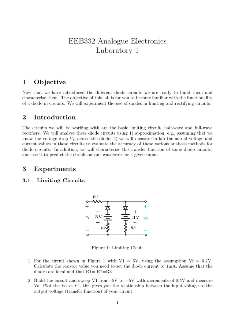 Lab 1 | PDF | Electrical Network | Rectifier