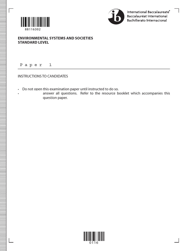 Paper 1 Question Booklet ESS IB | PDF | Economy And The Environment ...