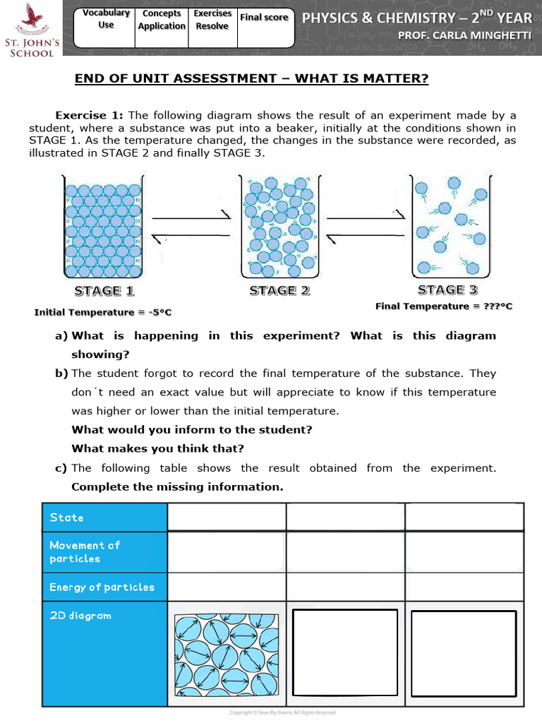 2A Matter EXAM | PDF | Temperature | Gases