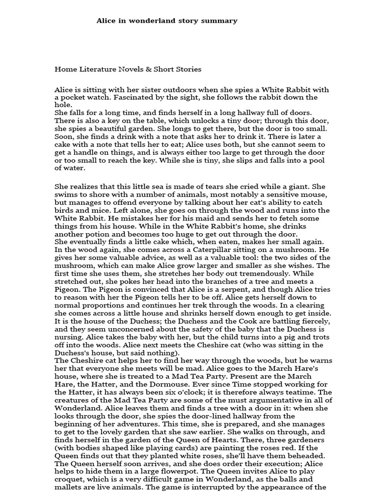 Alice in wonderland | PDF | Alice's Adventures In Wonderland | Through ...