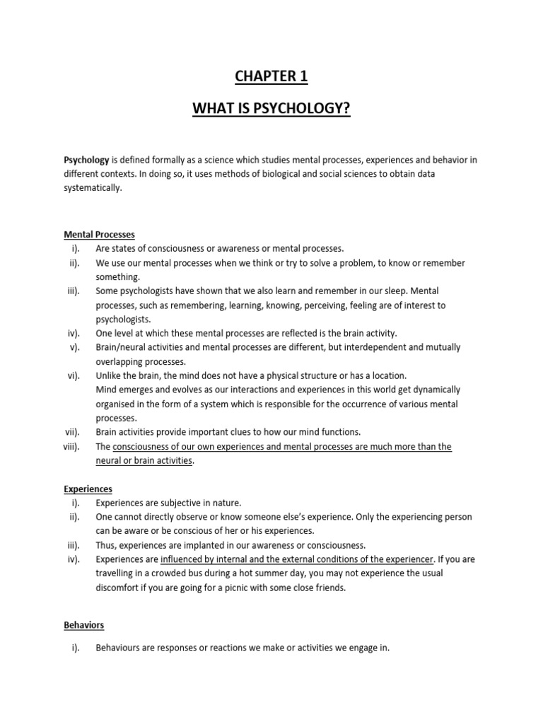 CH 1 Part 1 | PDF | Psychology | Mind