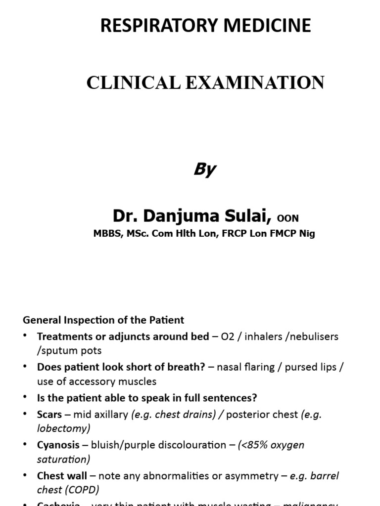 Lecture Respiratory Medicine - Clinical Examination | PDF | Diseases ... Lecture Respiratory Medicine - Clinical Examination | PDF | Diseases ...