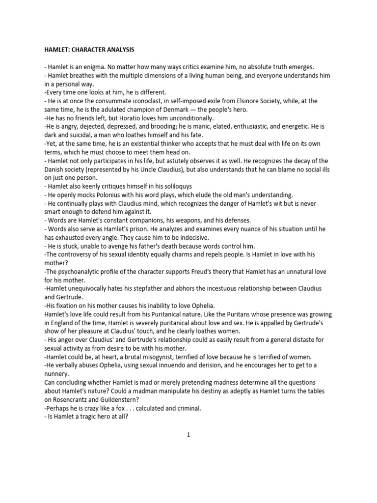 Hamlet Character | PDF | Hamlet