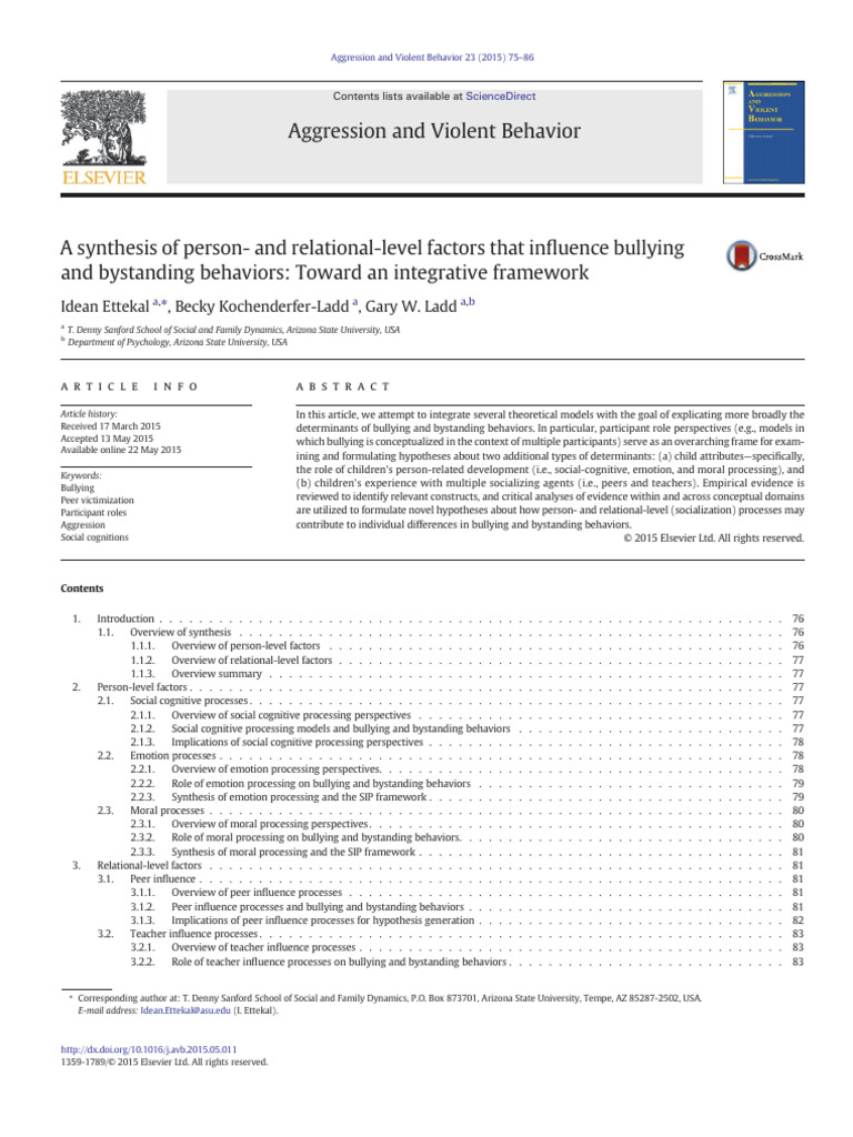 Ettekal - Et Al. 2015 | PDF | Bullying | Empathy