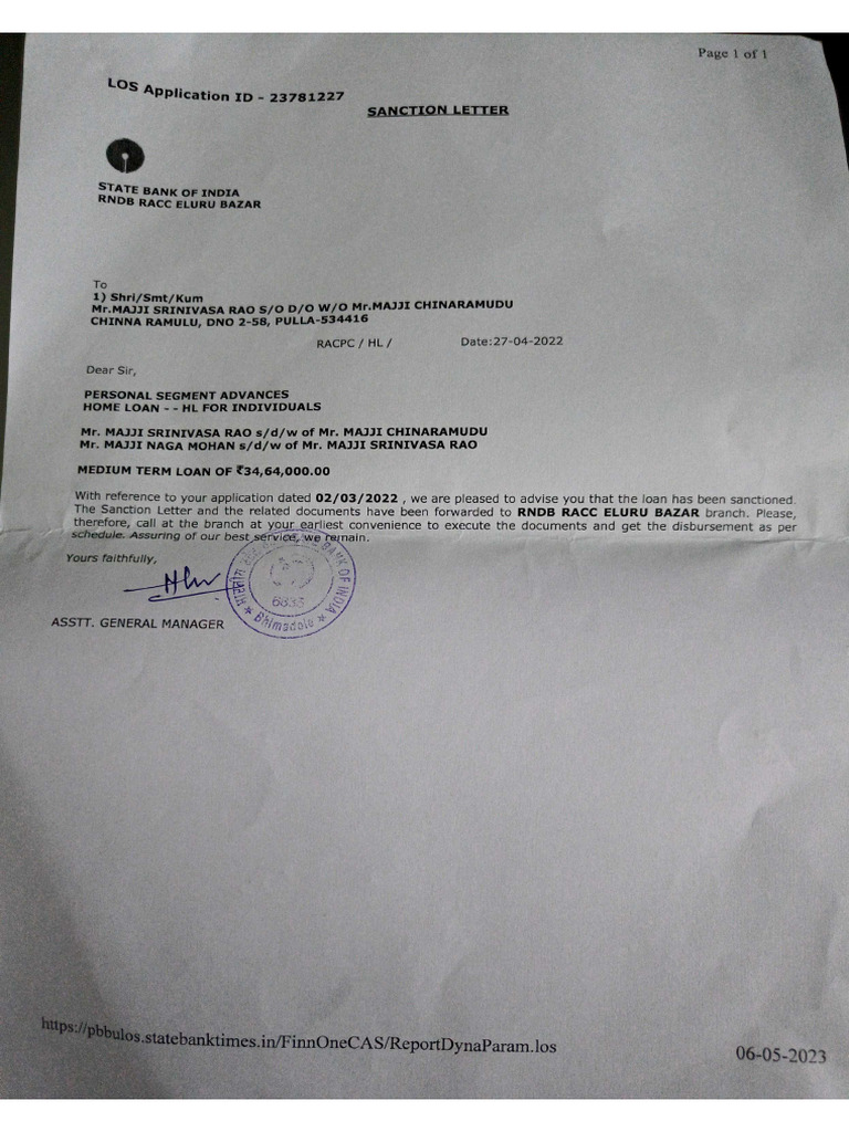 Sanction Letter | PDF