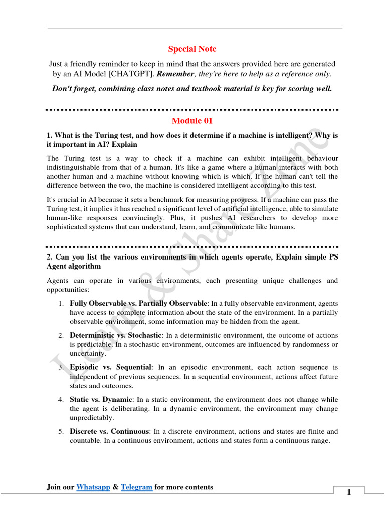 AIML Simp Answers | PDF | Machine Learning | Artificial Intelligence