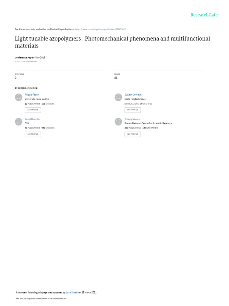 P2019 Lighttunableazopolymers Photomechanicalphenomenaandmultifunctionalmaterials | PDF ...
