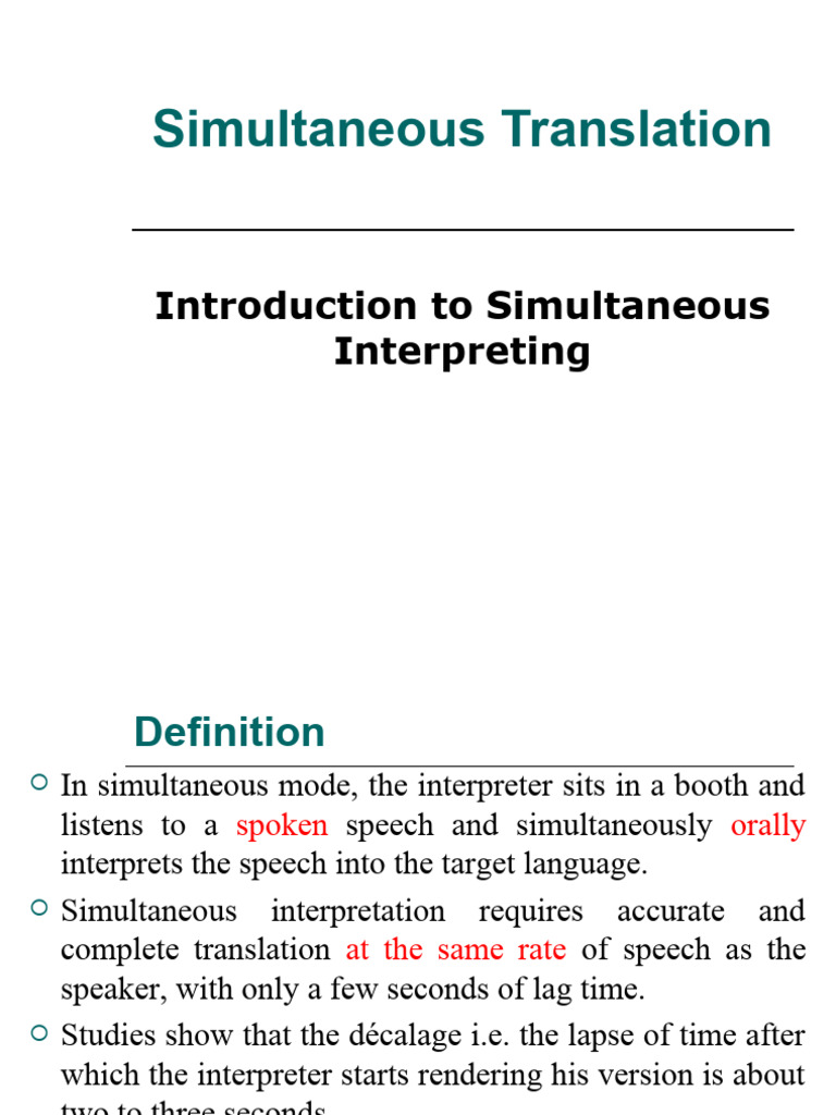 Introduction to Simultaneous Interpreting | PDF | Translations | Language Interpretation