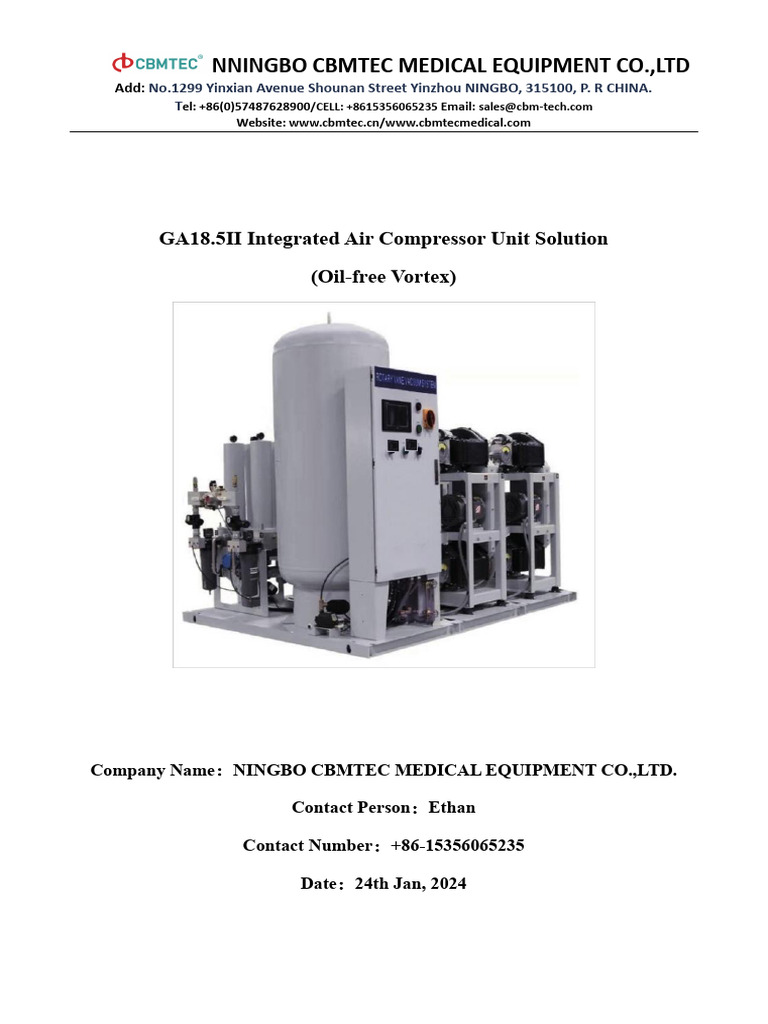 D1#GA18.5II Integrated Air Compressor Unit Solution | PDF | Mechanical ...