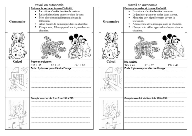 Activités d'autonomie en grammaire et maths | PDF | Linguistique ...