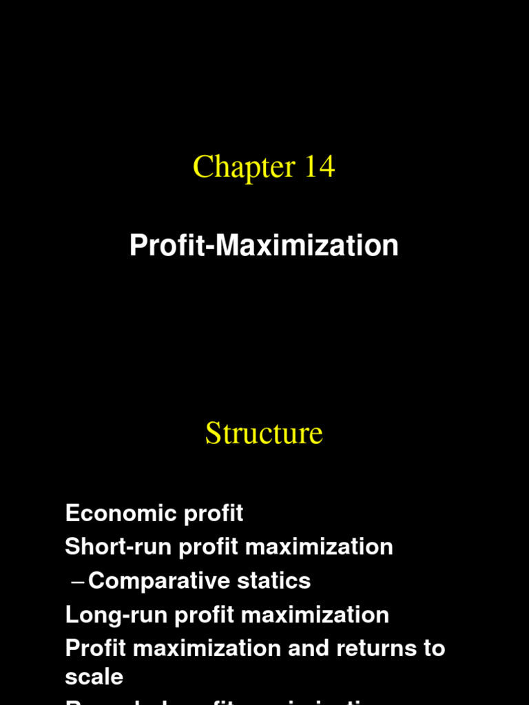 Lecture 14 Profit Maximization | PDF | Long Run And Short Run | Profit (Economics)