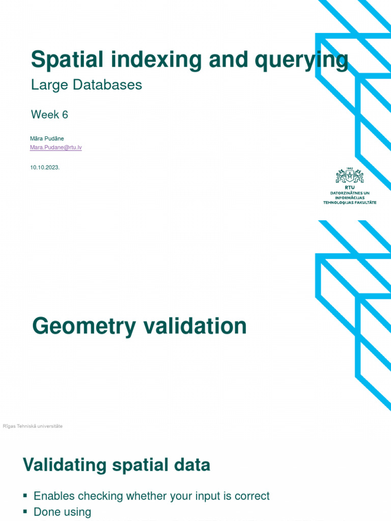 LDB Master Week 4 Spatial Indexing and Querying | PDF | Database Index | Data Management