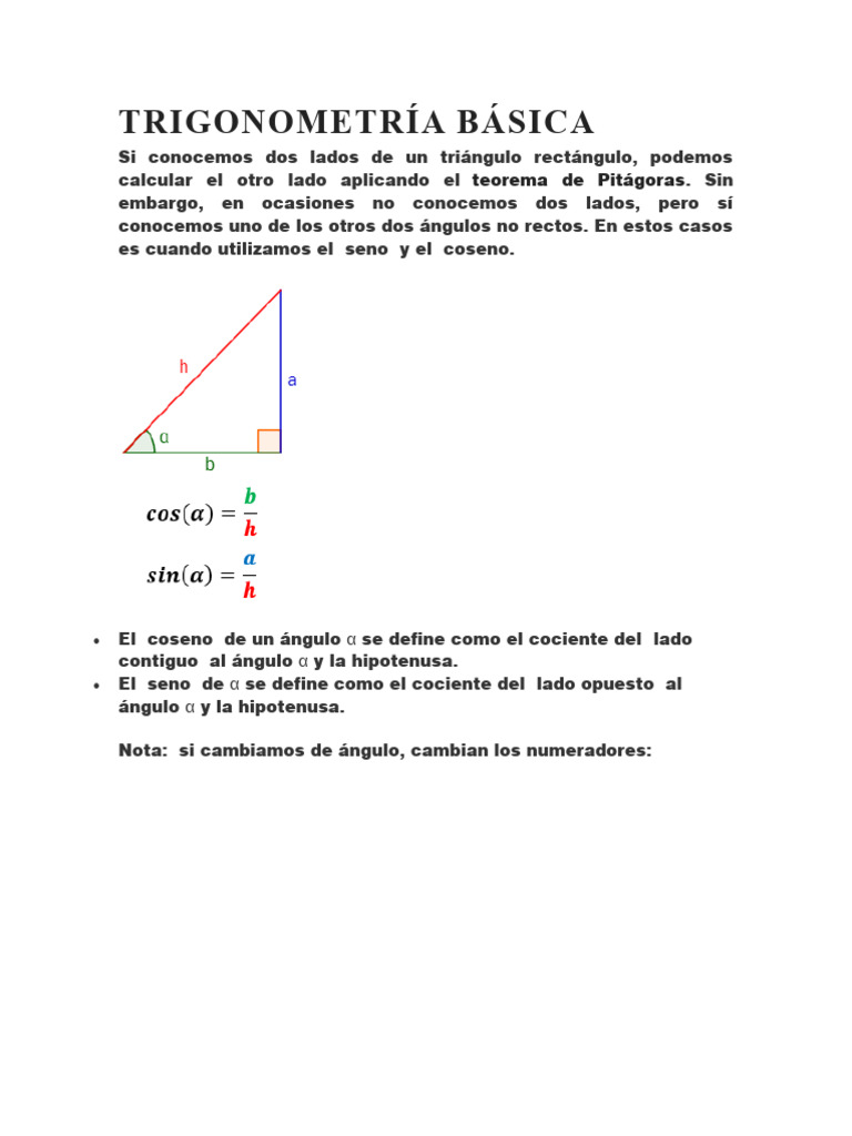 Trigonometría Básica | PDF | Funciones trigonométricas | Triángulo