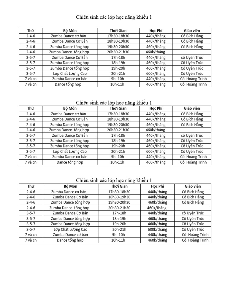 chieu sinh co so 1 | PDF