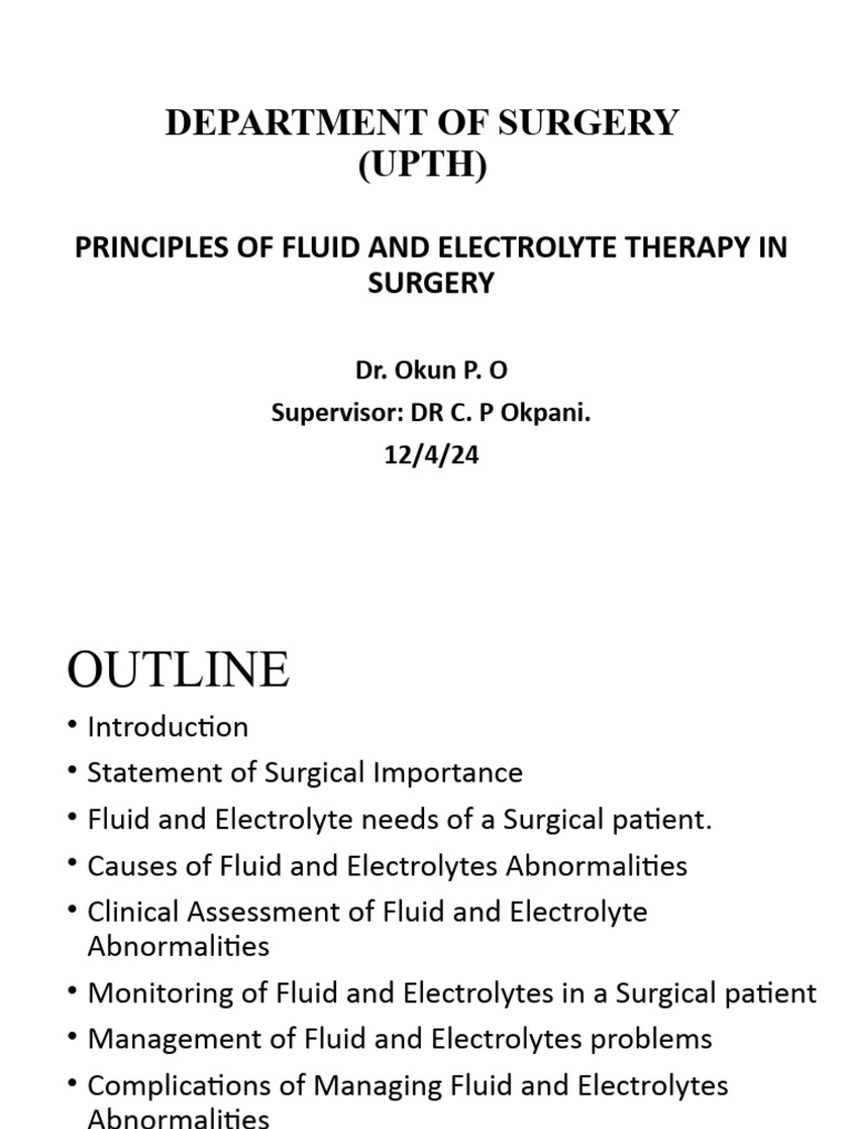 Fluid and Electrolyte Management in Surgery | PDF | Shock (Circulatory ...