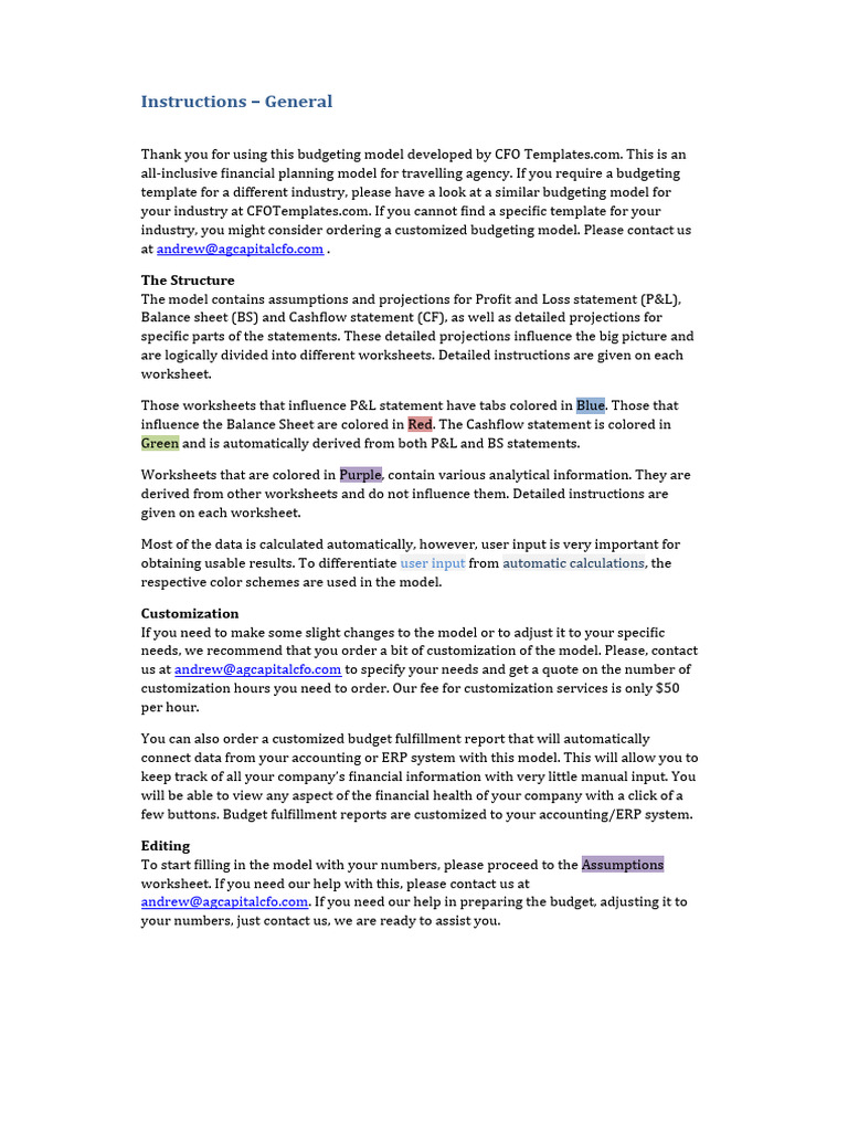 Travel Agency Financial Planning Model | PDF | Accounting | Financial ...