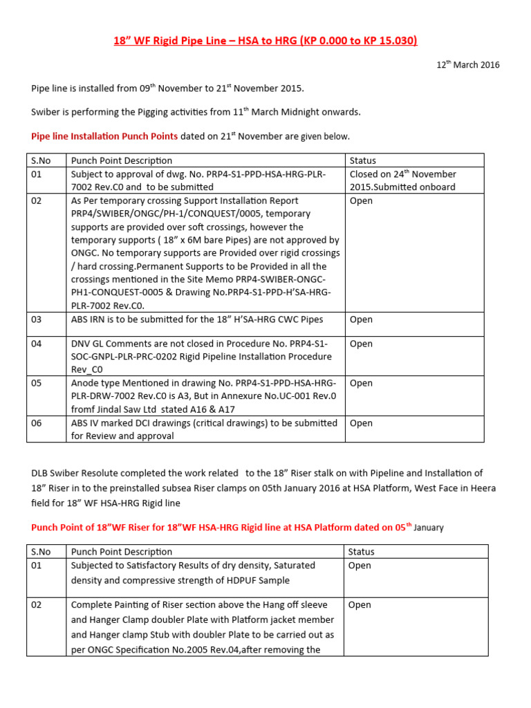 18" WF Rigid Pipe Line - HSA To HRG | PDF | Mechanical Engineering