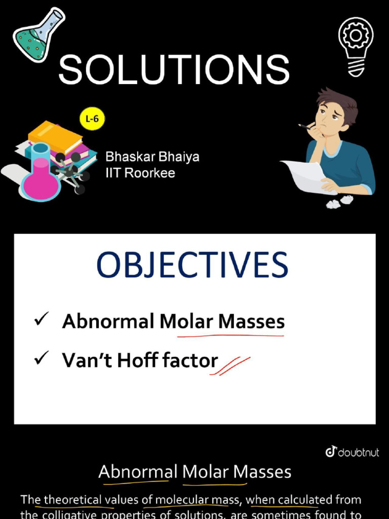 Solutions l6 Class 12 Cbse by Bhaskar Sir | PDF