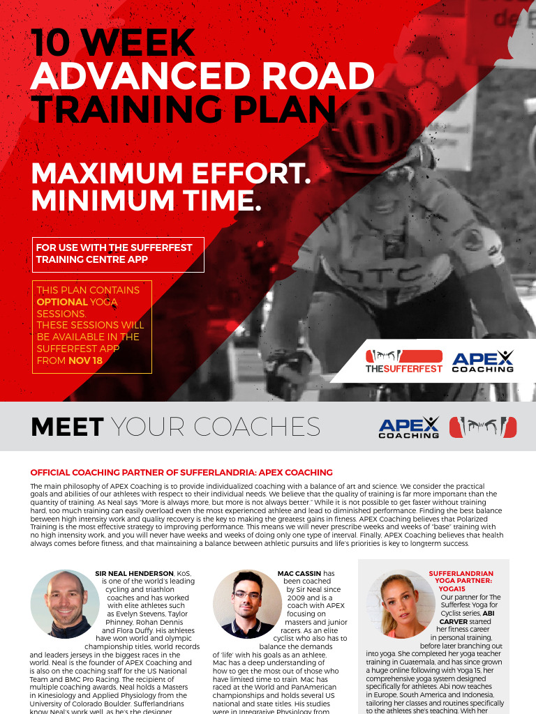 The Sufferfest Advanced Road 10 Week Plan v1.2 | PDF | Physical Fitness ...