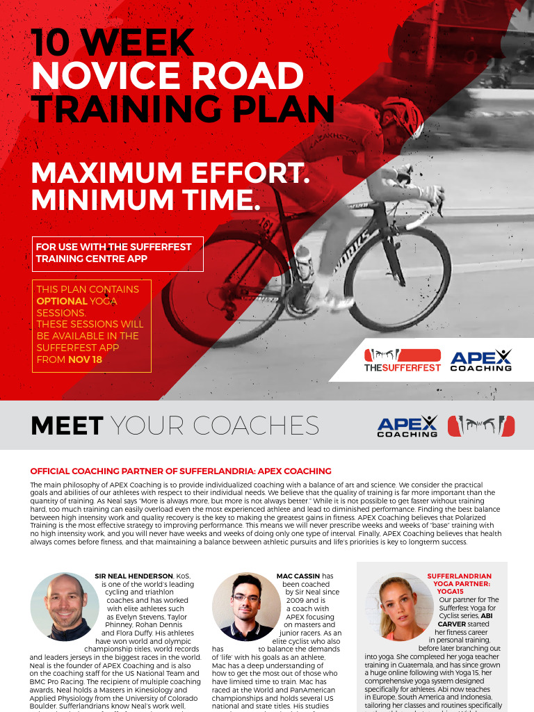 The Suffefest Novice Road 10 Week Plan v1.2 | PDF | Physical Fitness | Heart Rate