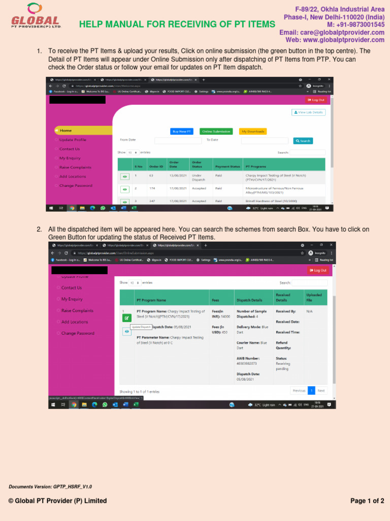 PT Item Receiving Procedure - GPTP | PDF | World Wide Web | Internet & Web