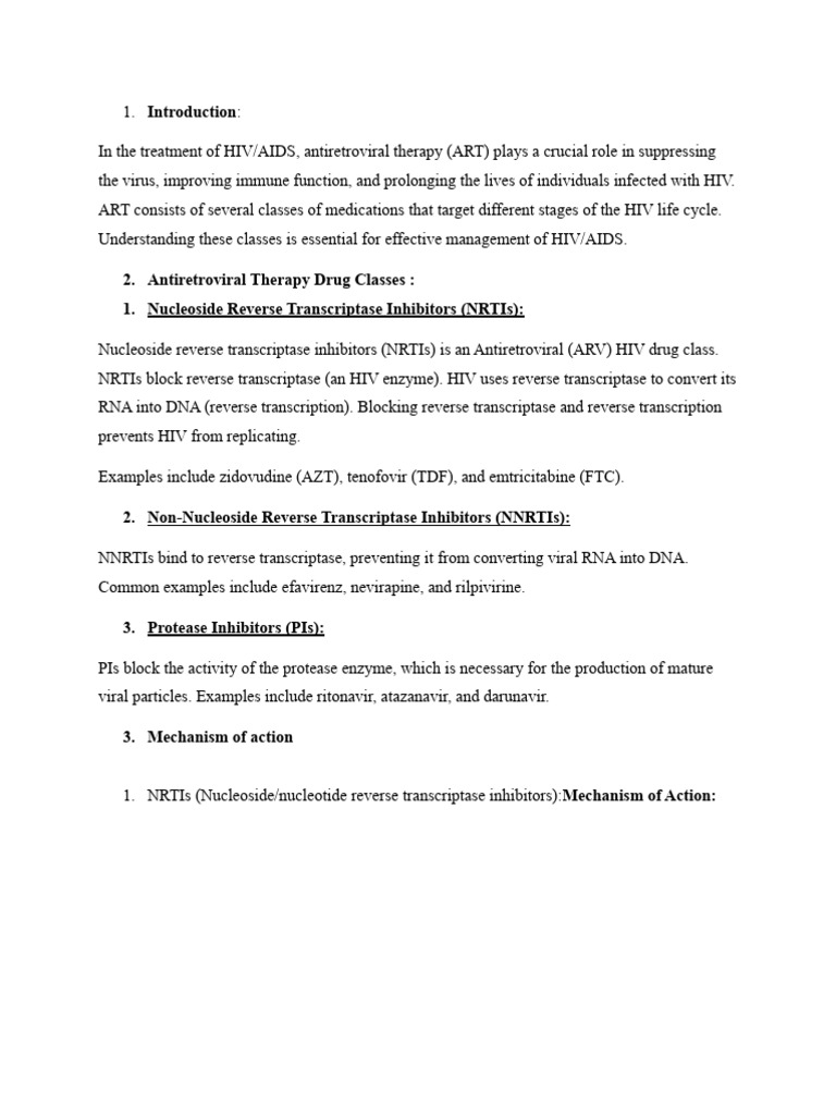 Non-Nucleoside Reverse Transcriptase Inhibitors | PDF | Management Of ...