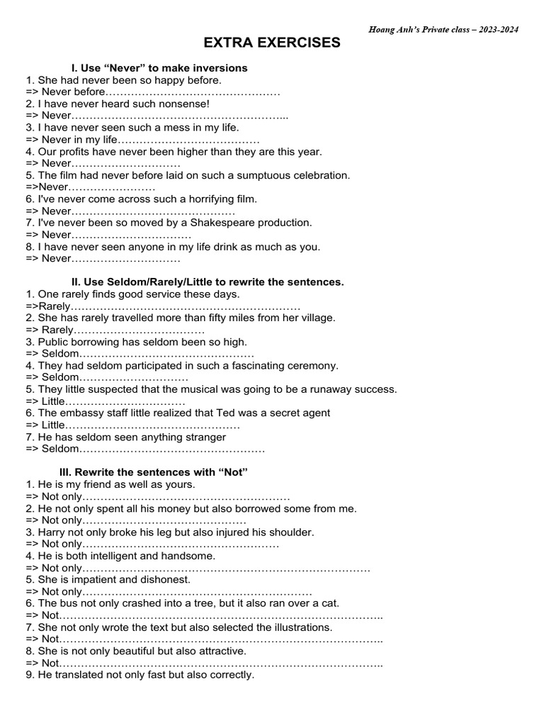 Lesson - Extra Exercises | PDF