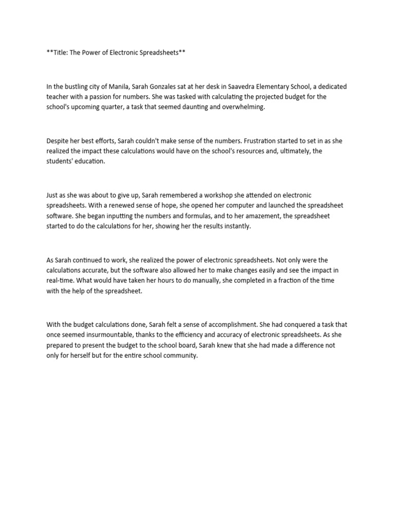 Short Story TLE | PDF | Spreadsheet | Computing