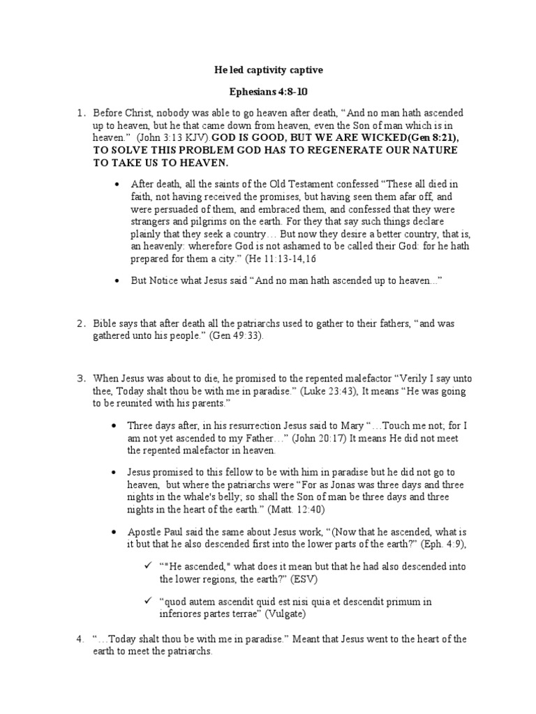 Jesus Ascends to Heaven, Leading Captivity Captive: An Examination of ...