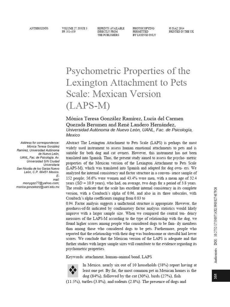 Psychometric Evaluation of LAPS-M | PDF | Statistical Analysis ...