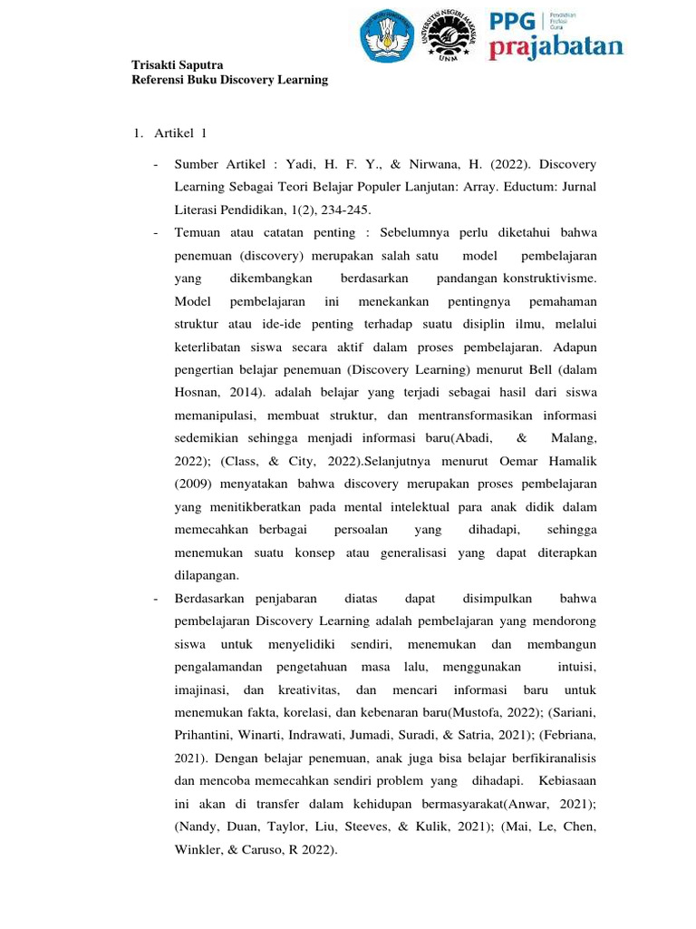 Model Pembelajaran Discovery Learning | PDF