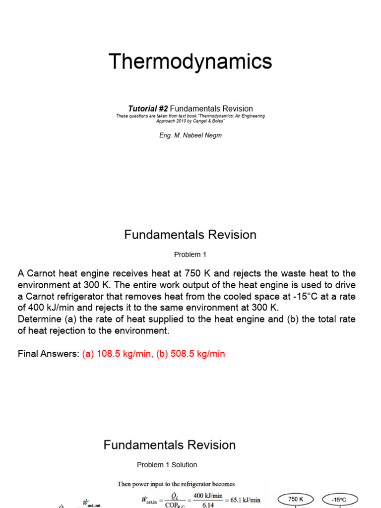 Thermodynamics Tut 2 Pdf Heat Water