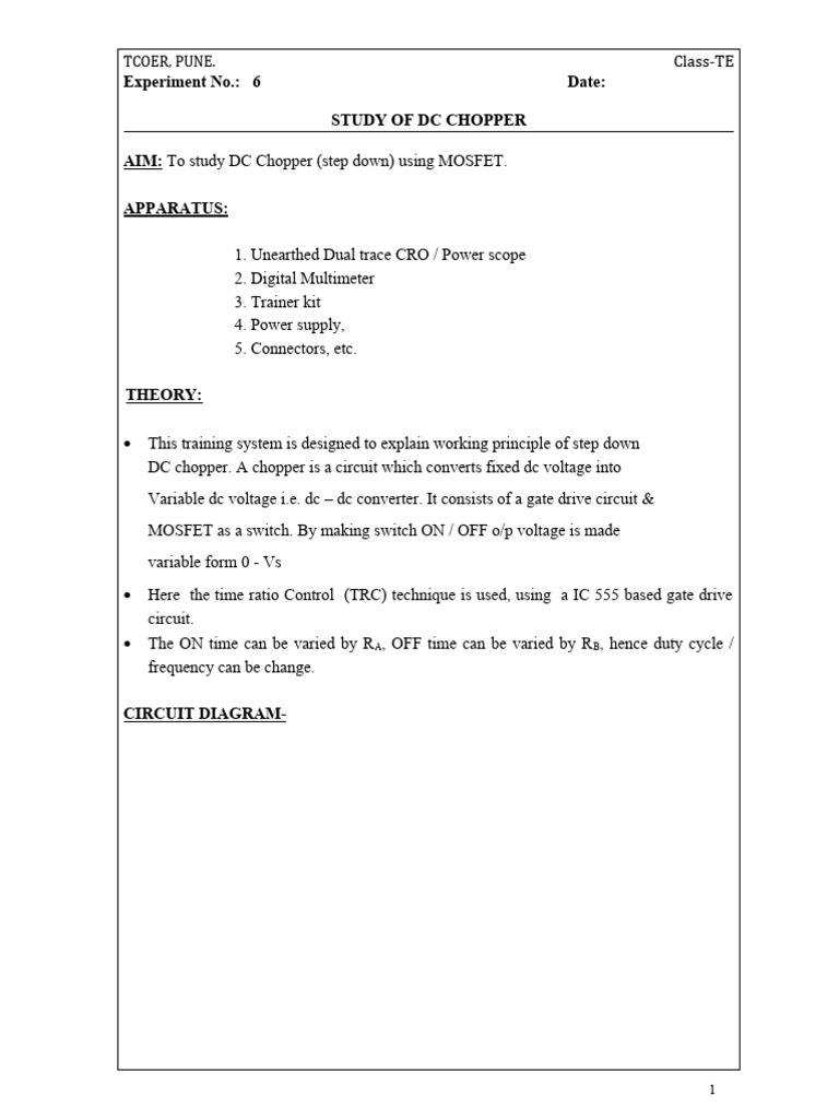 Expt No 6-DC chopper | PDF