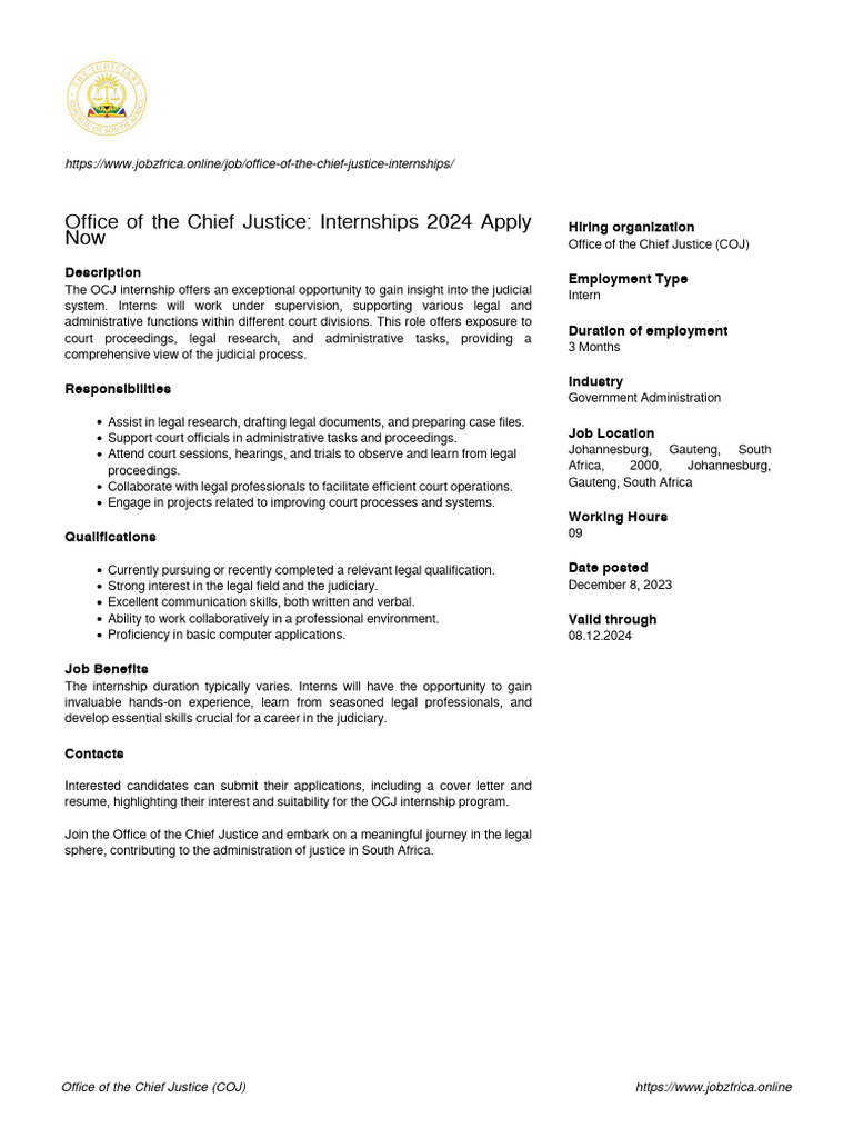 Office of The Chief Justice Coj Office of The Chief Justice Internships ...