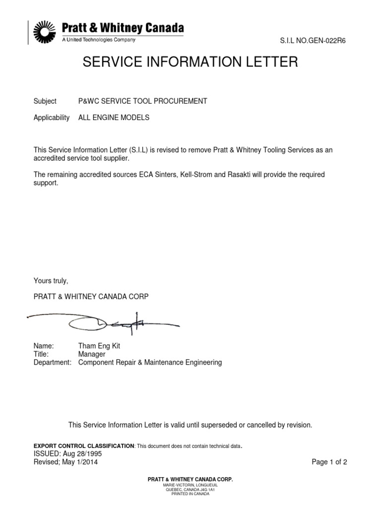 P&WC Service Tool Procurement Update | PDF | Technology & Engineering